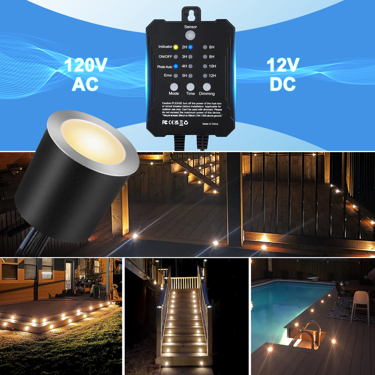 SMY Lighting Dimmable LED Deck Lights 20Pack with Timer and Photocell ...